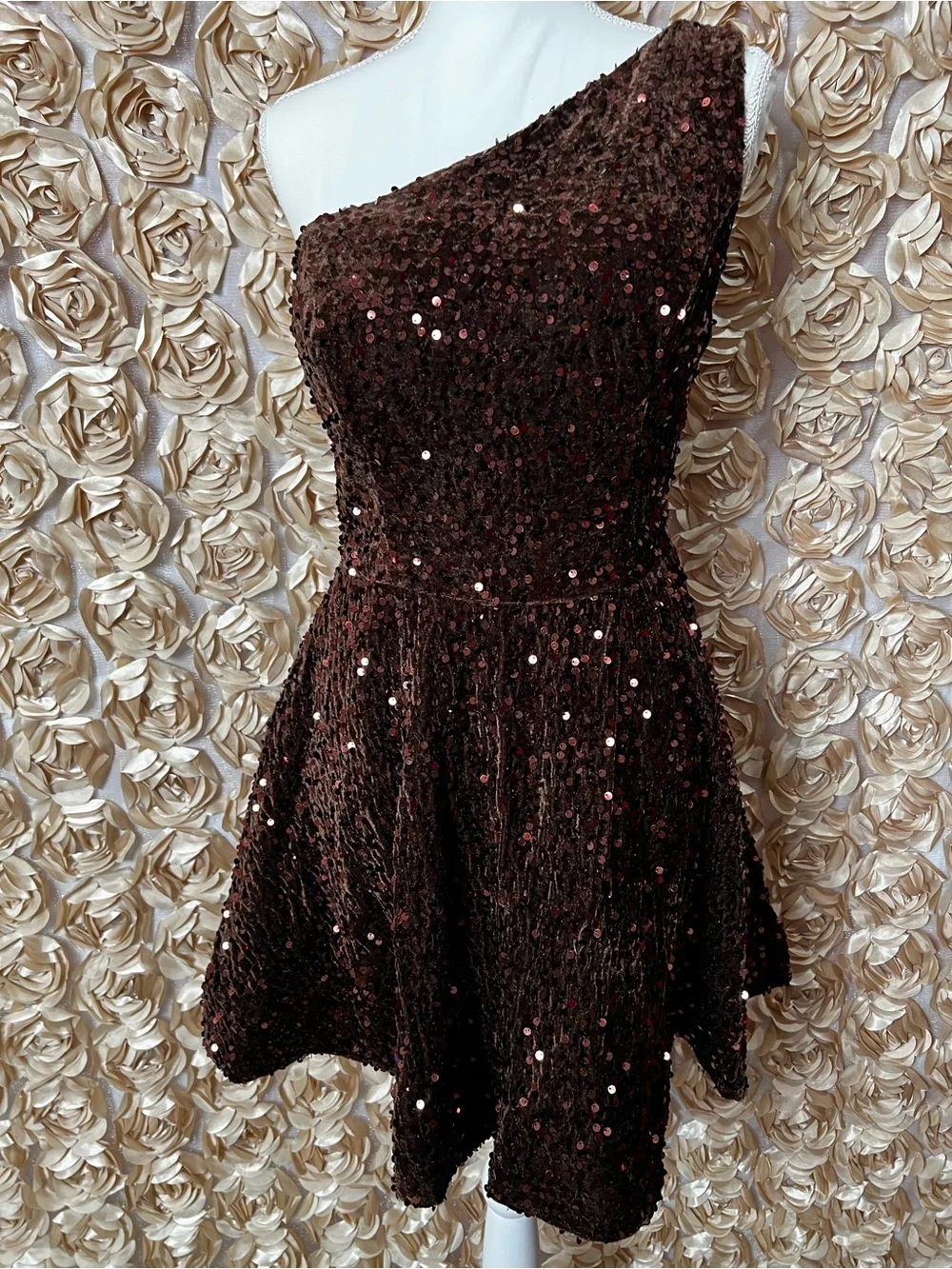 Dresses | Oneshoulder Brown Sequin Party Dress | Poshmark